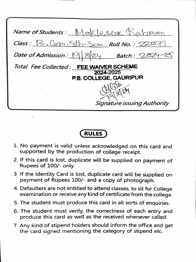 Moklesure Acknowledgement Card | PDF | Finance & Money Management