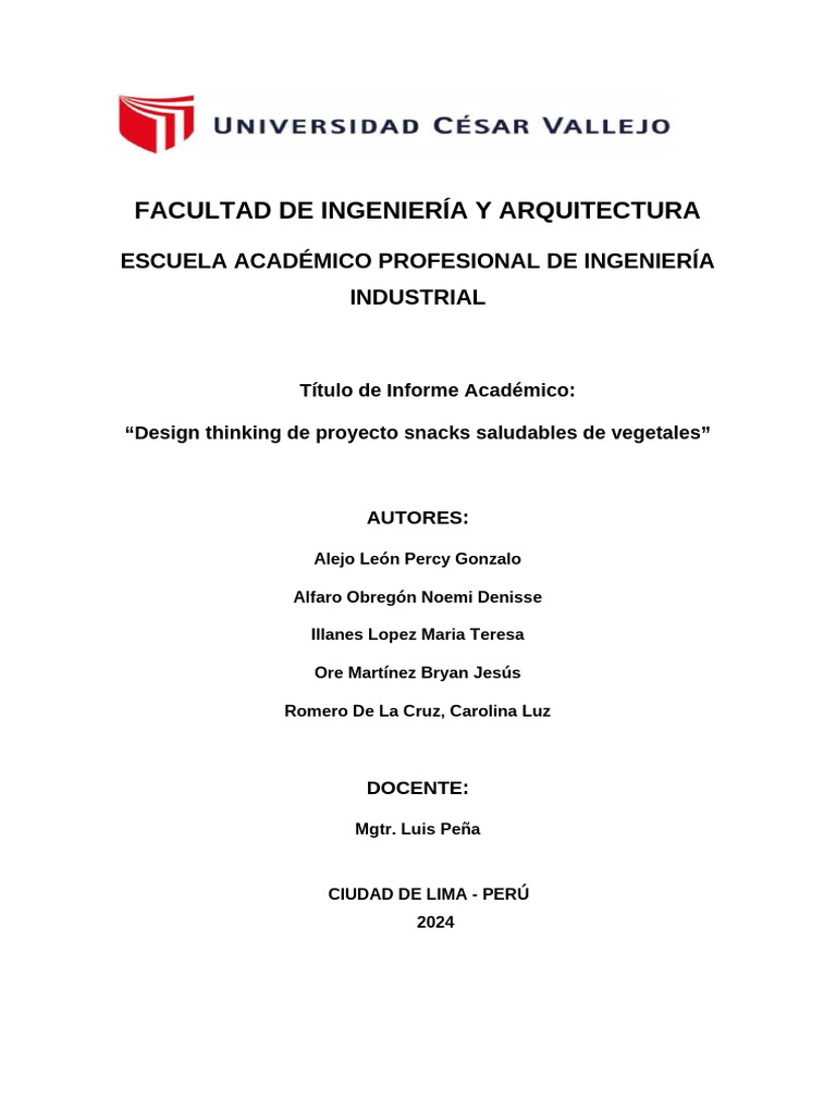 Grupo 5 - Sesion 2 Design Thinking Informe de Gestion de Proyectos | PDF | El pensamiento de ...