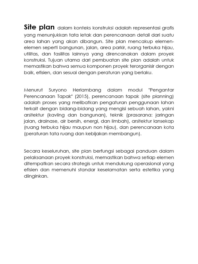 Site Plan Dalam Konteks Konstruksi | PDF | Komputer | Teknologi & Rekayasa