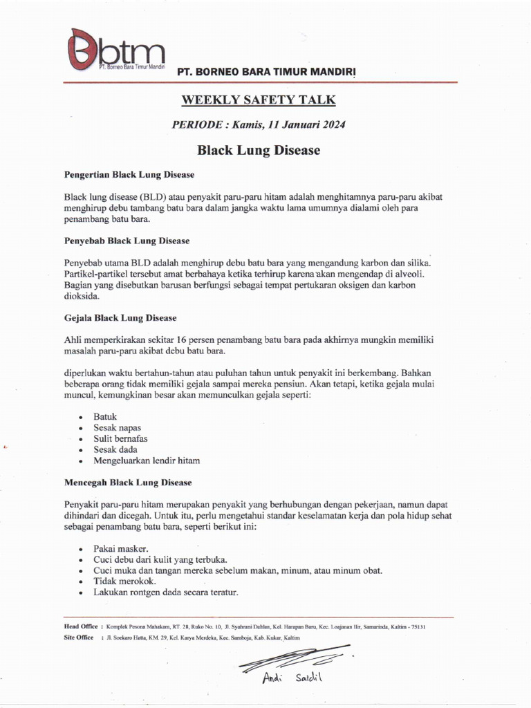 Materi Safety Talk 11jan24 | PDF