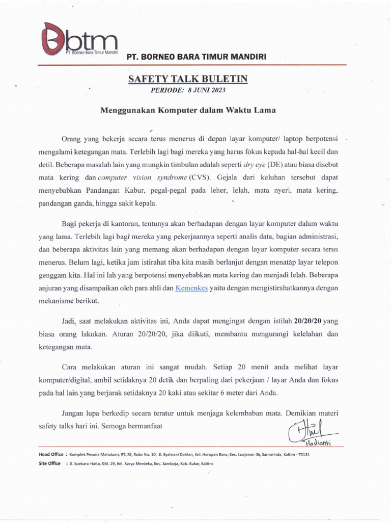 Materi Safety Talk 8jun23 | PDF