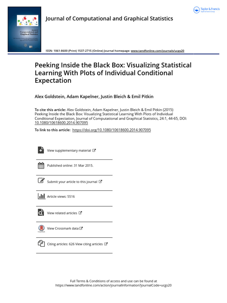 Peeking Inside The Black Box: Visualizing Statistical Learning With Plots of Individual ...