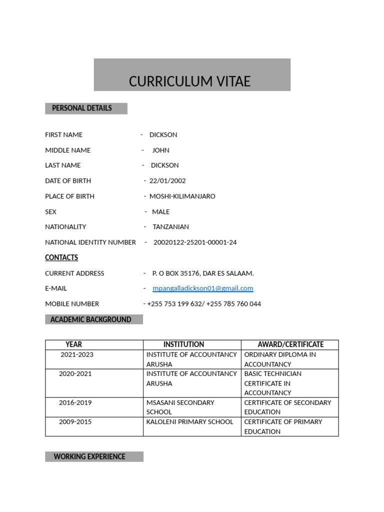 Dickson CV | PDF | Business