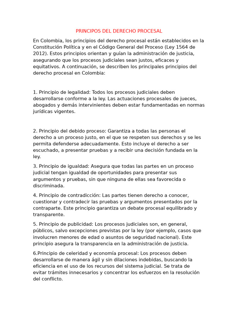 Principios Del Derecho Procesal | PDF | Ley procesal | Juez