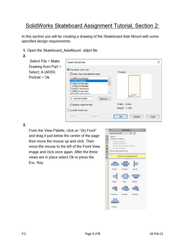 SolidWorks Skateboard Assignment Tutorial - Section 2 | PDF | Engineering Tolerance