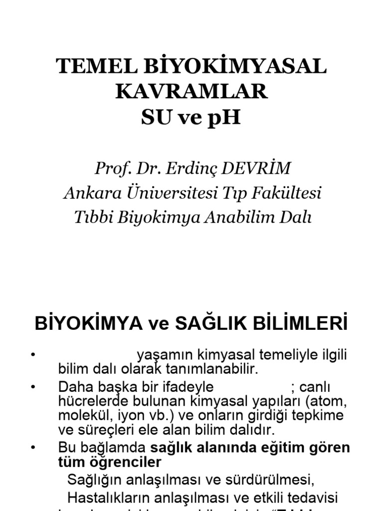 Temel Biyokimyasal Kavramlar | PDF