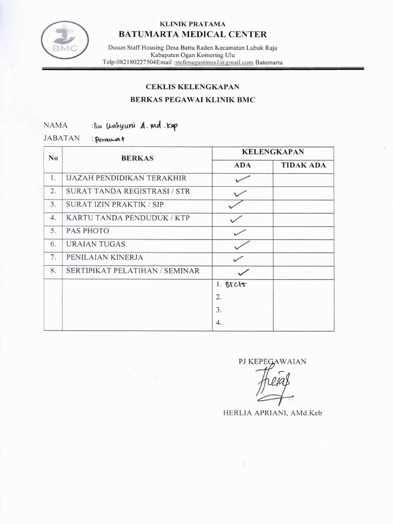 Ceklis Kelengkapan | PDF