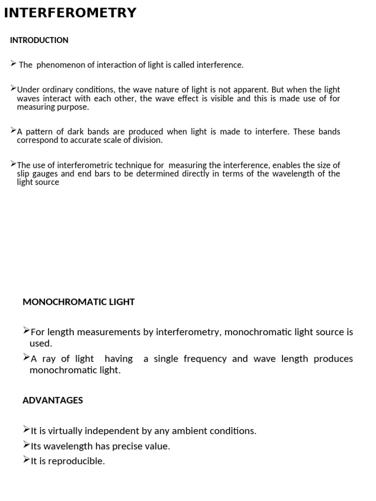 INTERFERROMETRY, Interchangeability, Selective Assembly | PDF | Interferometry | Wavelength