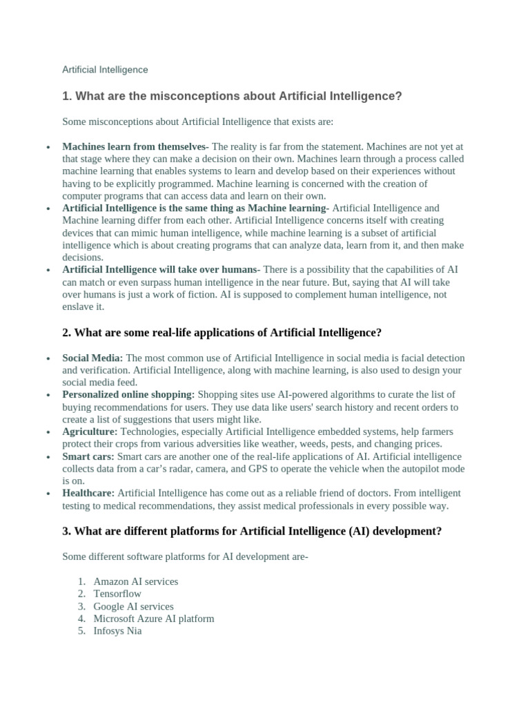 Artificial Intelligence Interview Questions Pdf Artificial Neural