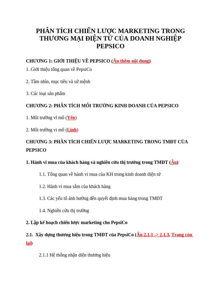 THND Pepsico Tieuluan | PDF