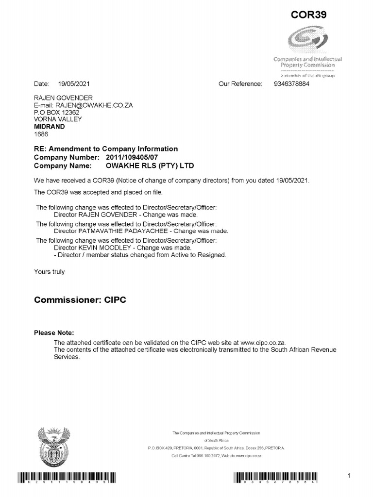 CIPC Amended 24 May 2021 | PDF