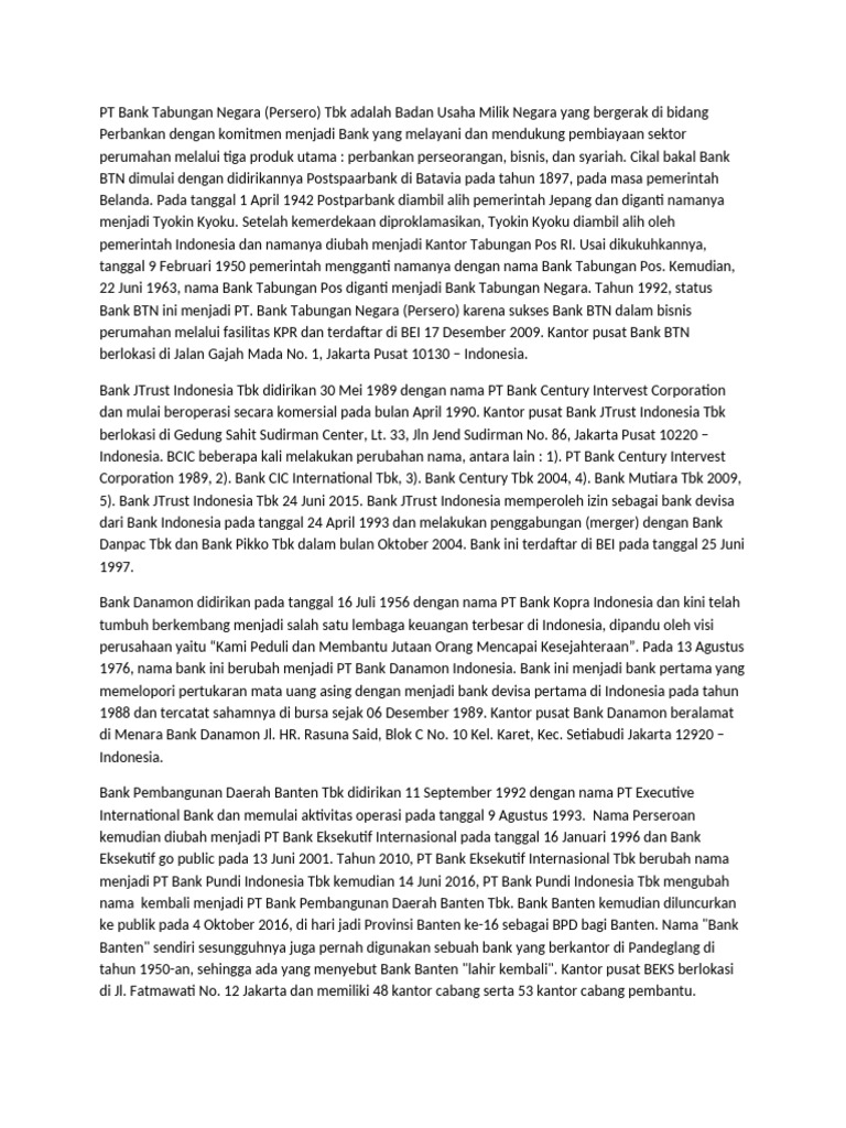 Gambaran Singkat Bank | PDF | Bisnis