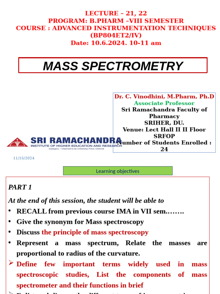 21,22 - Mass Ionisation Techniques | PDF | Mass Spectrometry ...