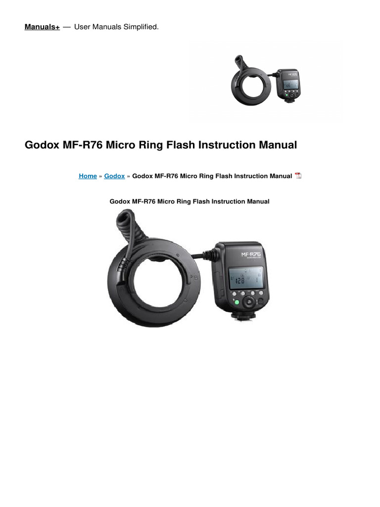Godox MF-R76 Macro Ring Flash Manual | PDF | Flash (Photography ...