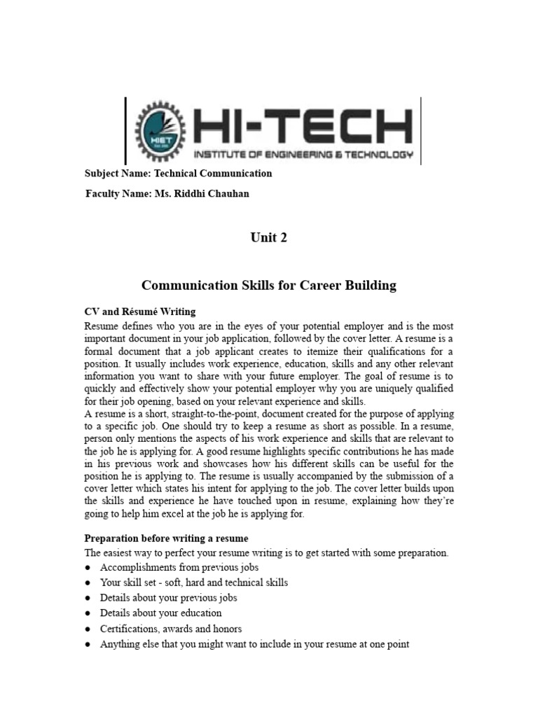 Unit 2 | PDF | Résumé | Lecture