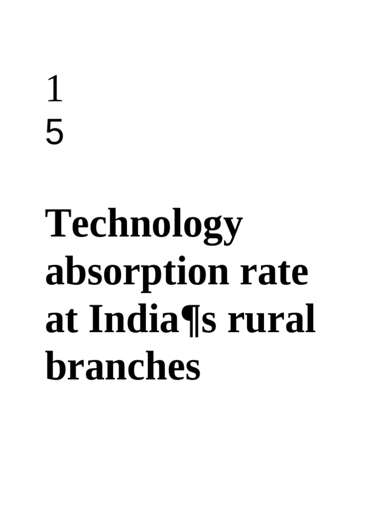 Technology Absorption Rate at India S Rural Branches | PDF | Banks ...