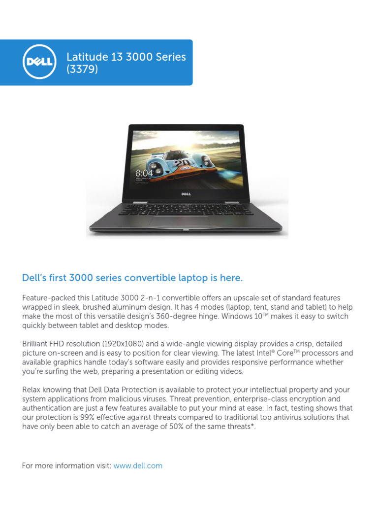 Latitude-3379-spec-sheet | PDF | Usb | Computer Engineering