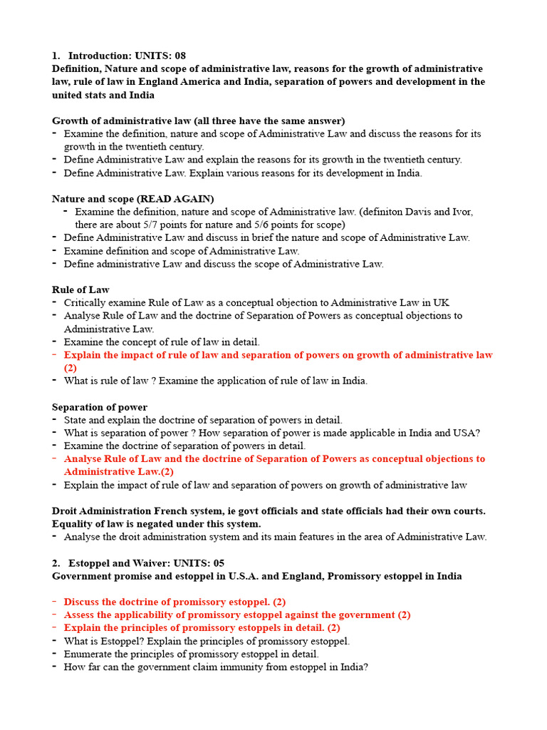 Admin Law Imp Qs | PDF | Legal Remedy | Tribunal