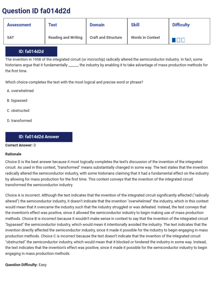New Craft and Structure Questions - With Answers | PDF | Beef ...