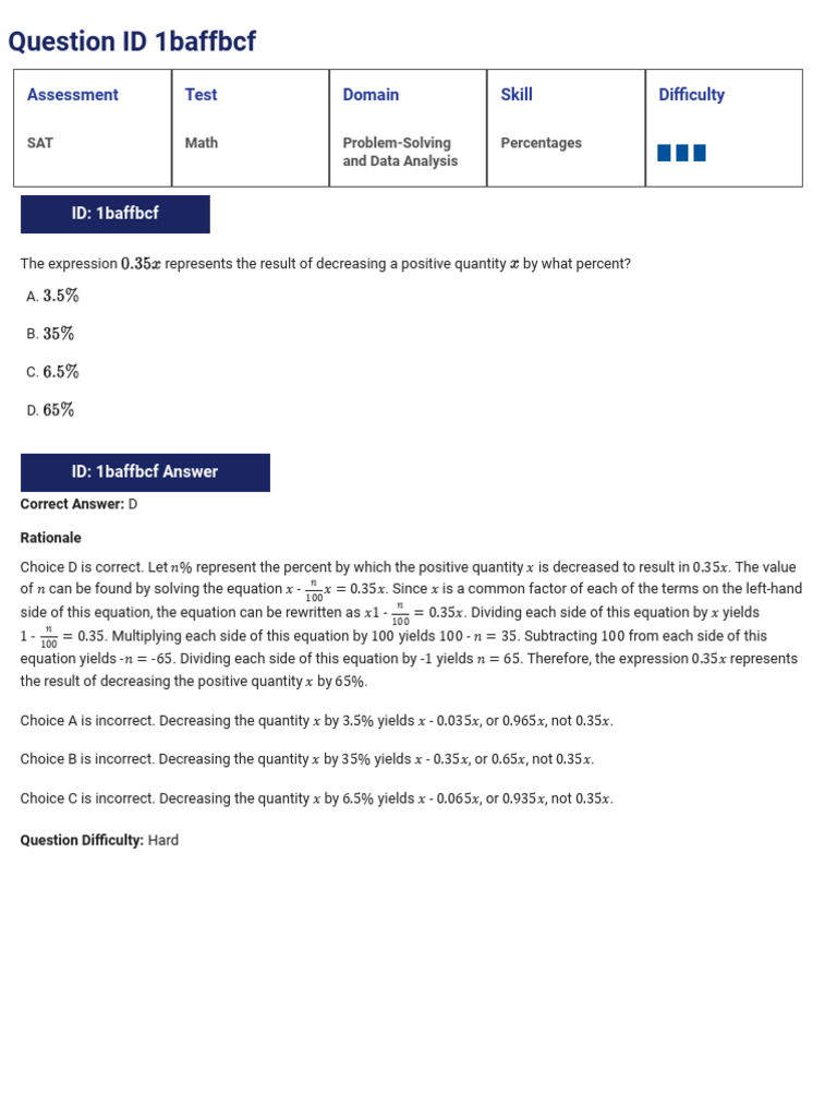 New Problem Solving and Data Analysis Questions - With Answers | PDF ...