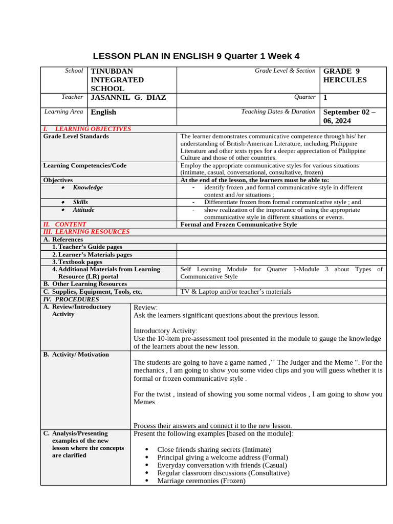 G9-Q1-Week3-Communicative-Styles FIVE | PDF | Learning | Teachers