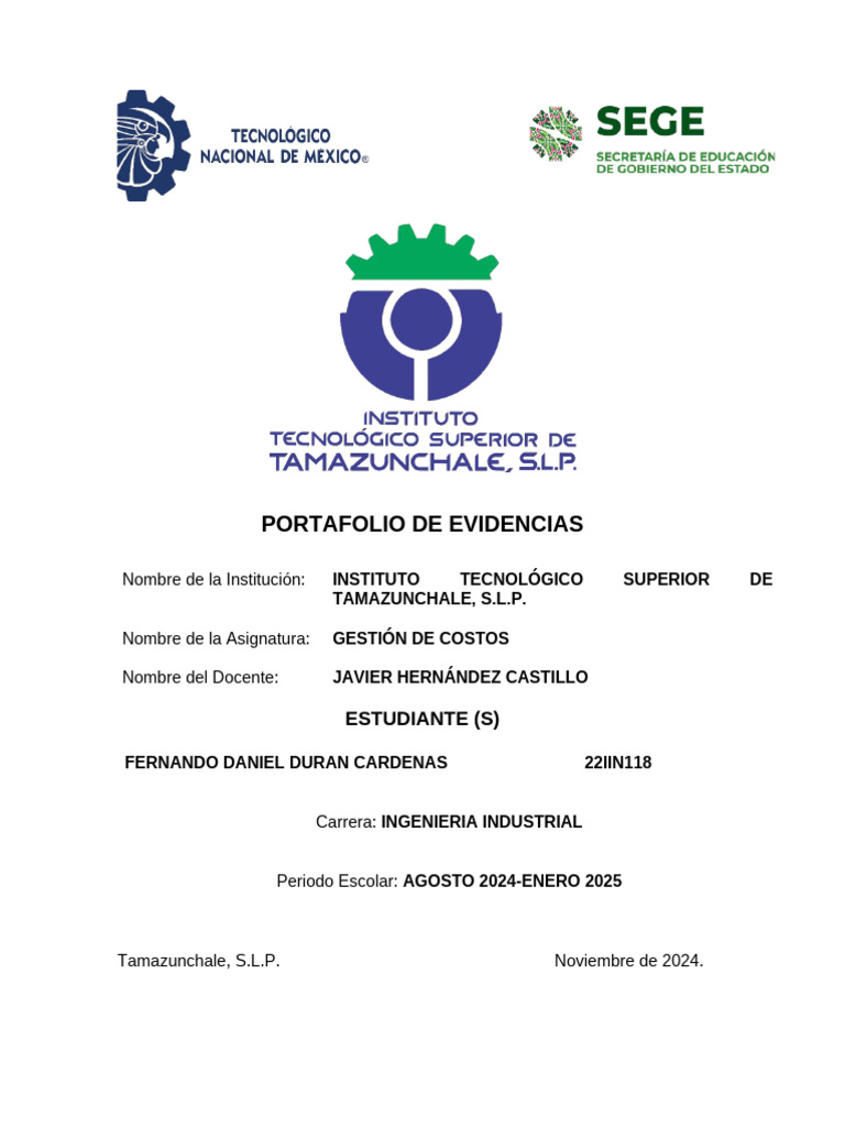 Unidad3 - Portafolio de Evidencias - JHC | PDF | Presupuesto | Business