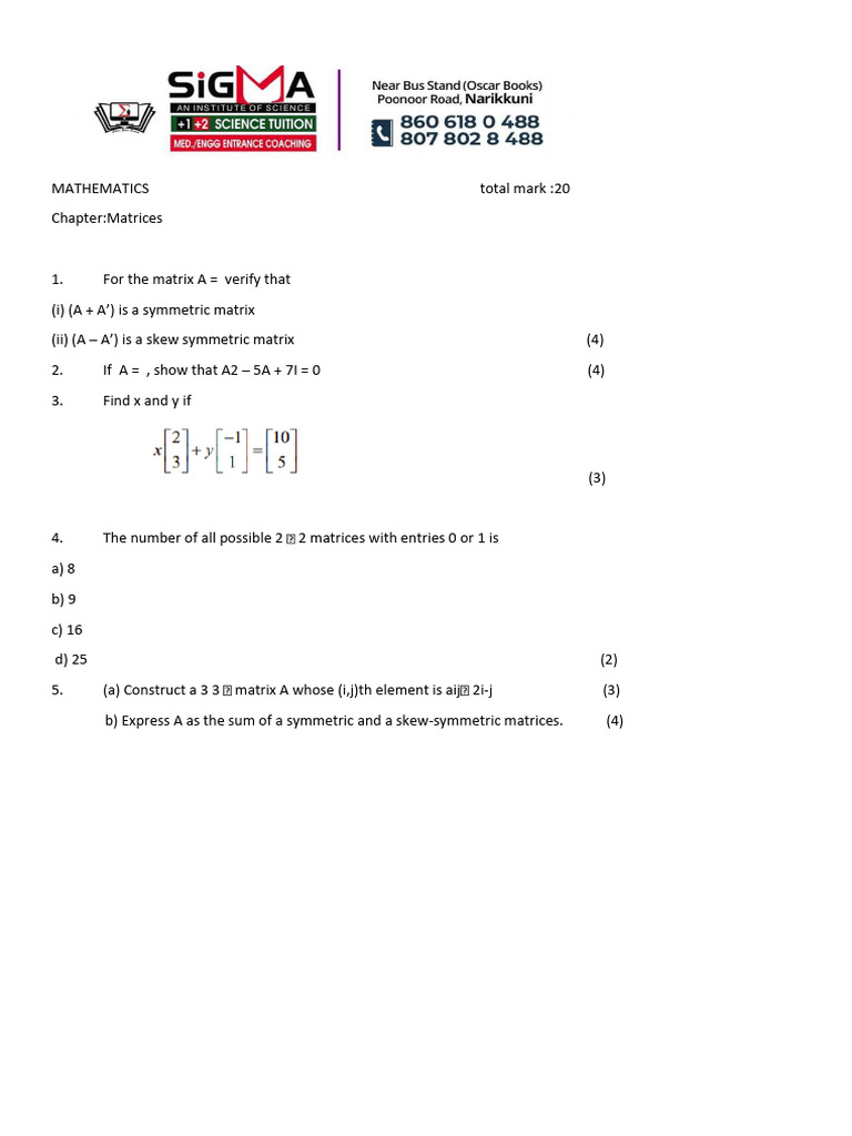 MATHEMATICS total mark | PDF