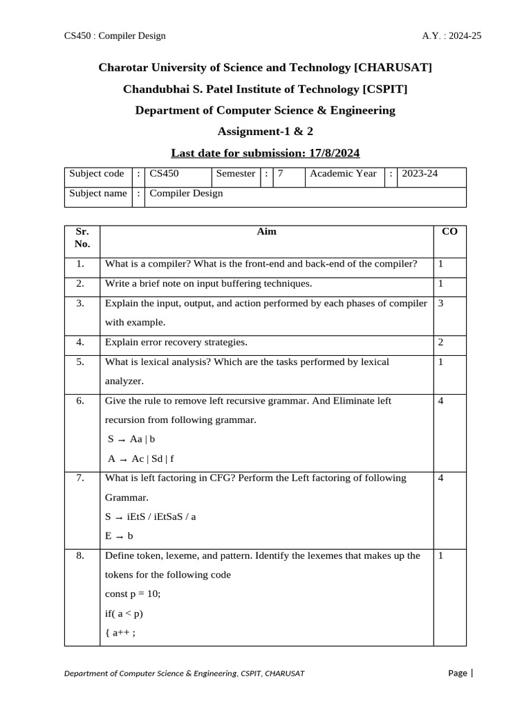 DLP_Assignment | PDF | Parsing | Compiler