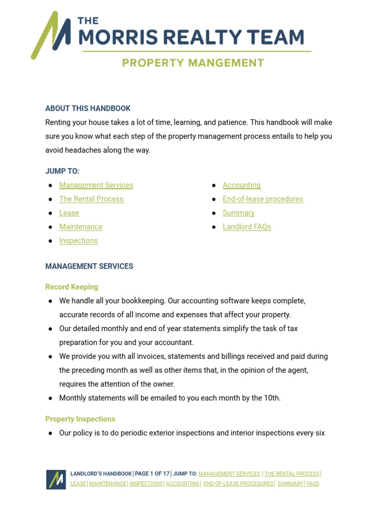 Property Management Handbook 2023-0514 Master | PDF | Lease | Renting
