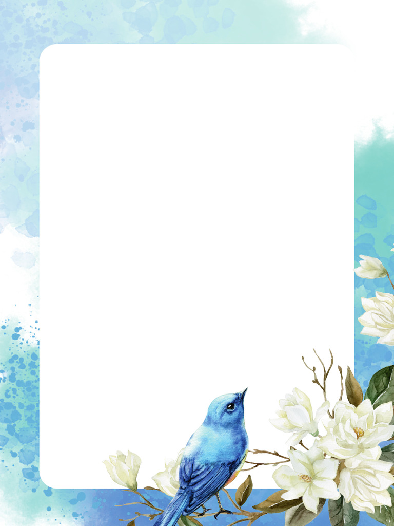 Blue Watercolor Illustration Page Border A4 | PDF