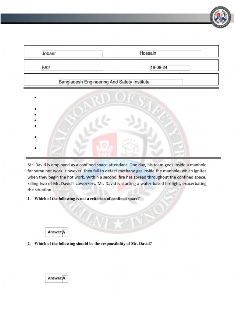 Assessment Paper of OSHA 30hr GI | PDF | Occupational Safety And Health ...