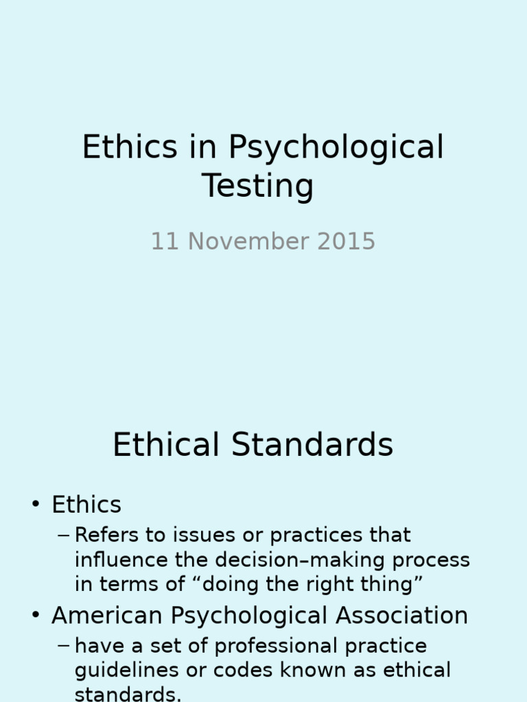 03 Ethics in Psychological Testing | PDF | Disability | Learning Disability