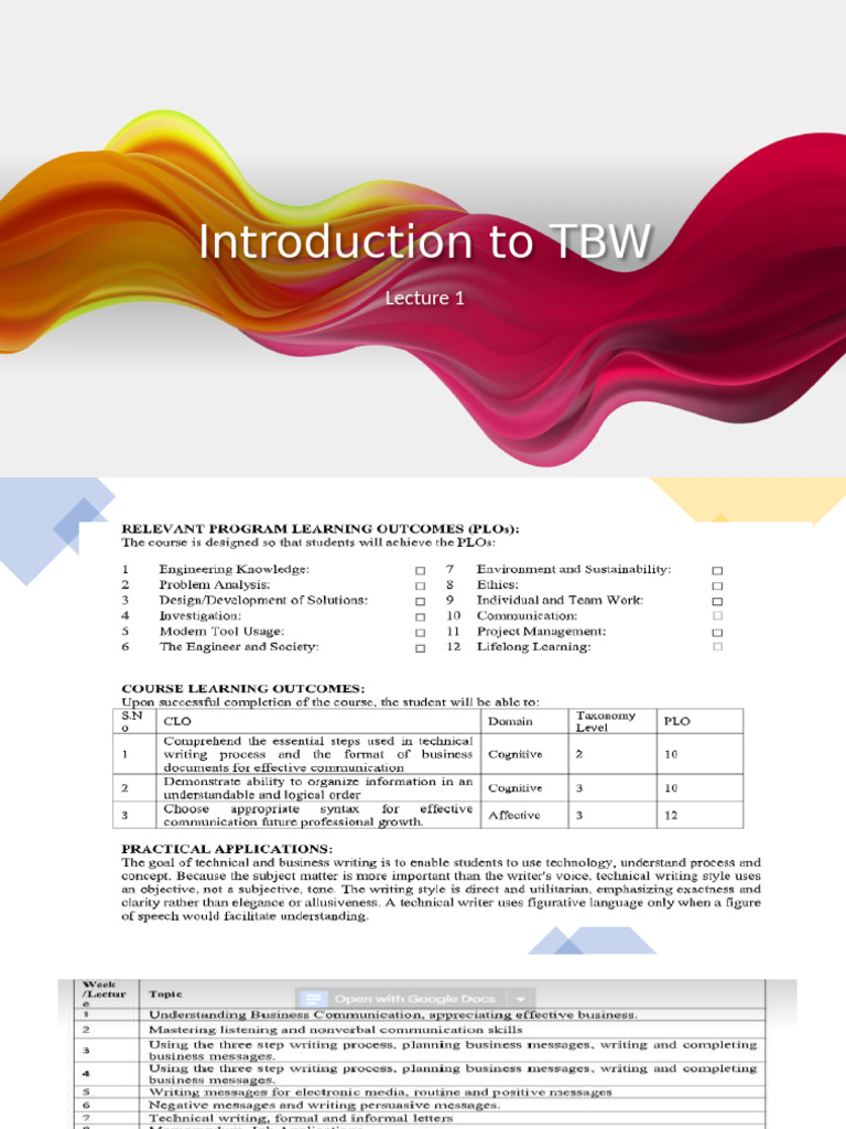 Introduction To TBW, Lec1 | PDF | Information | Communication