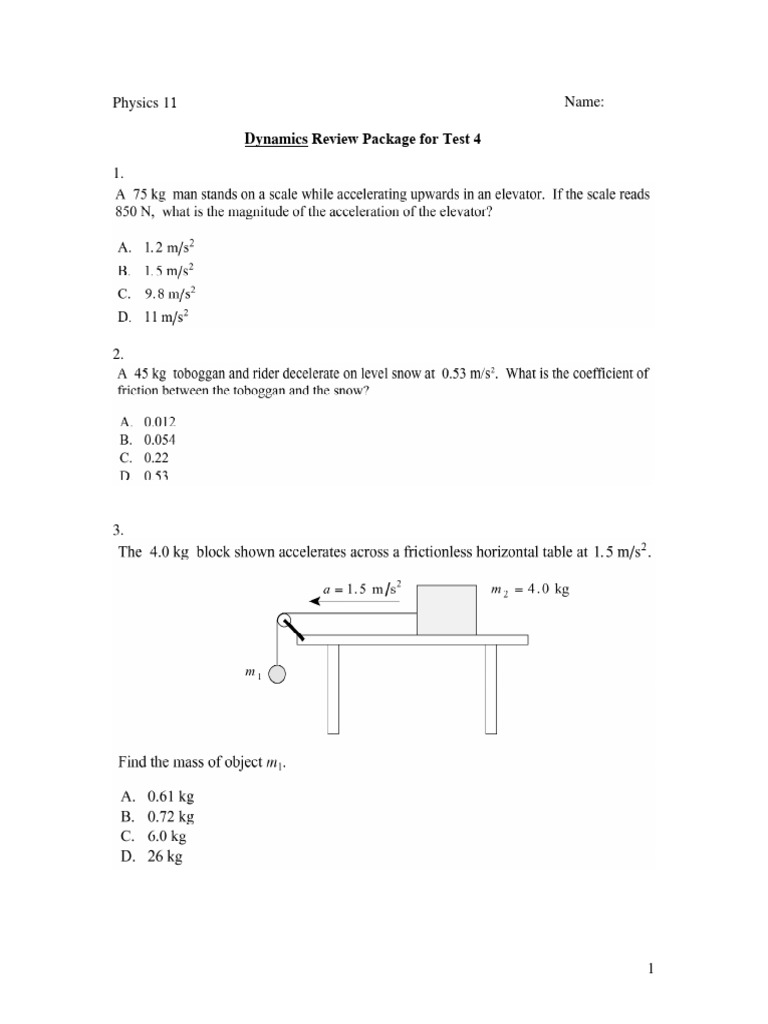 Dynamics Test 4 Review Package | PDF | Teaching Methods & Materials