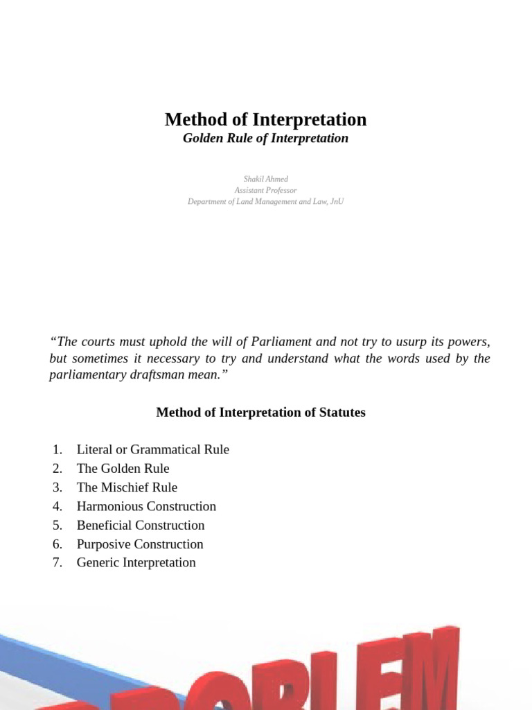7 Method of Interpretation-Golden Rule of Interpretation | PDF | Common ...