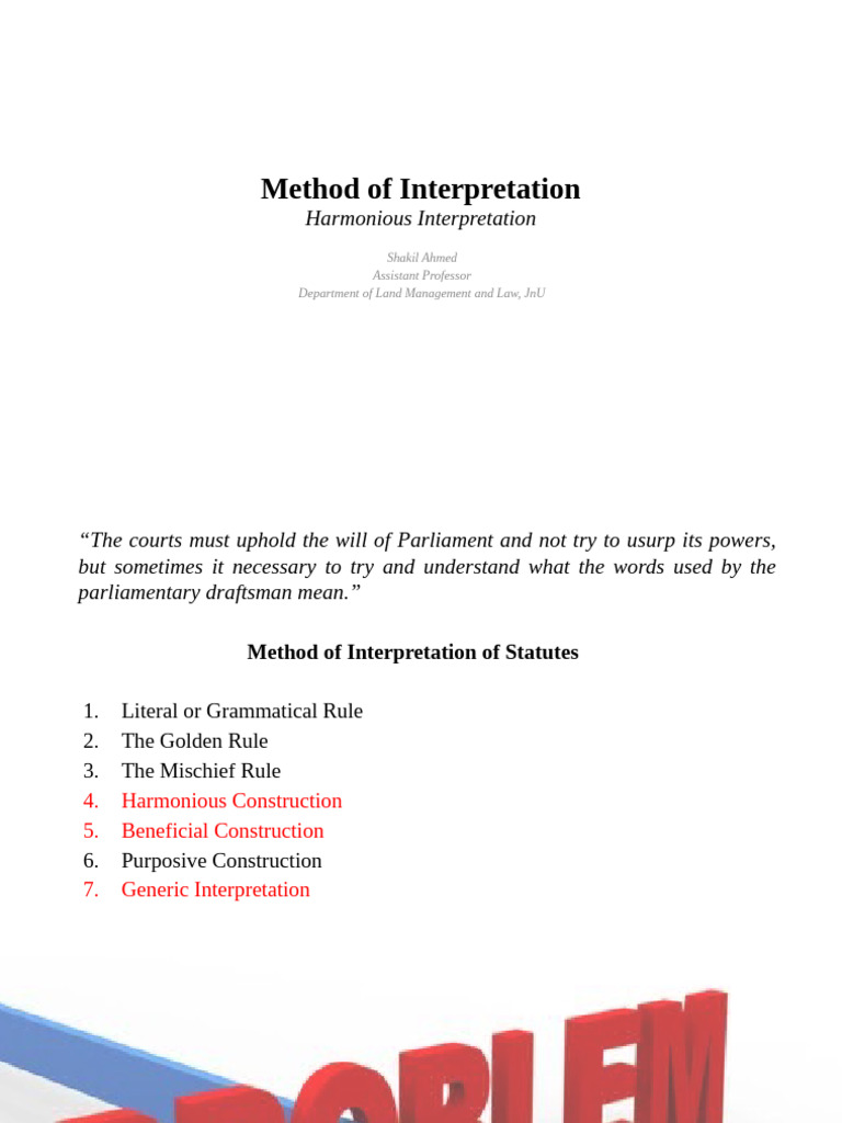 9 Method of Interpretation - Harmonious Interpretation | PDF | Tribunal ...