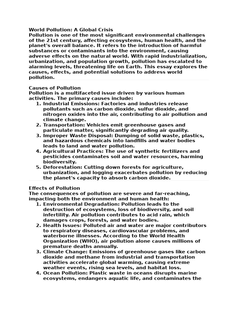 Addressing Global Pollution Challenges | PDF | Pollution | Air Pollution