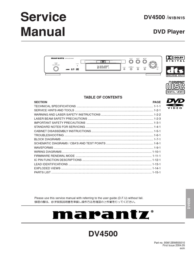 Marantz DV4500 DVD Player | PDF | Random Access Memory | Computer Science