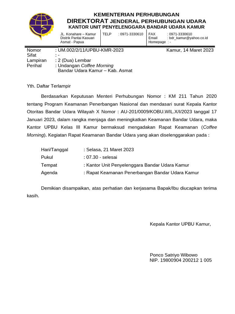 Undangan Pertemuan KKBU 1 Kamur | PDF