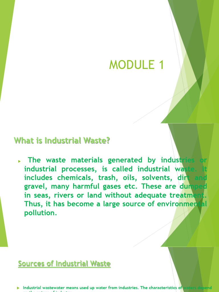 MODULE 1 Class Presentation Industrial Waste Management | PDF | Sewage Treatment | Sewage