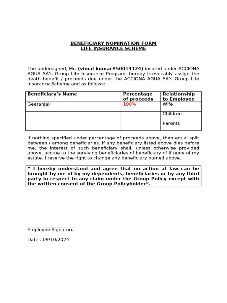 Beneficiary Nomination Guide | PDF | Life Insurance | Insurance