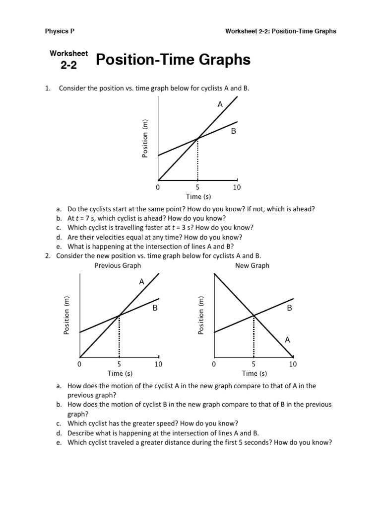 2-2 Worksheet Position-Time Graphs | PDF | Speed | Physical Quantities