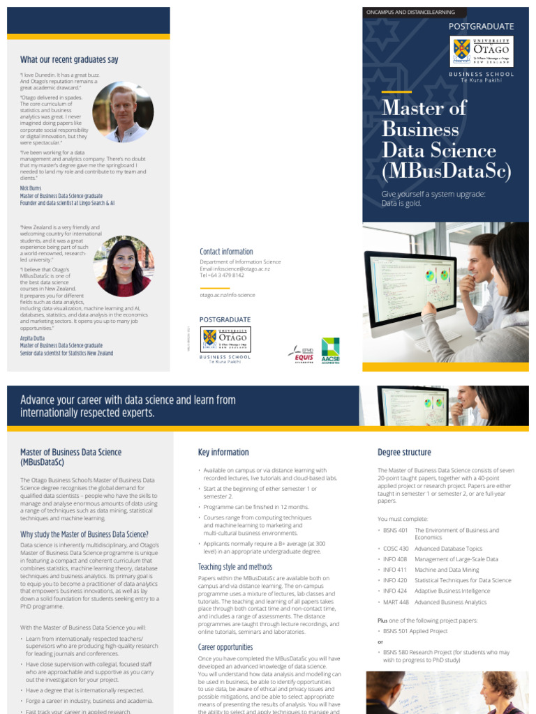 Master of Business Data Science at Otago | PDF | Data Science | Science