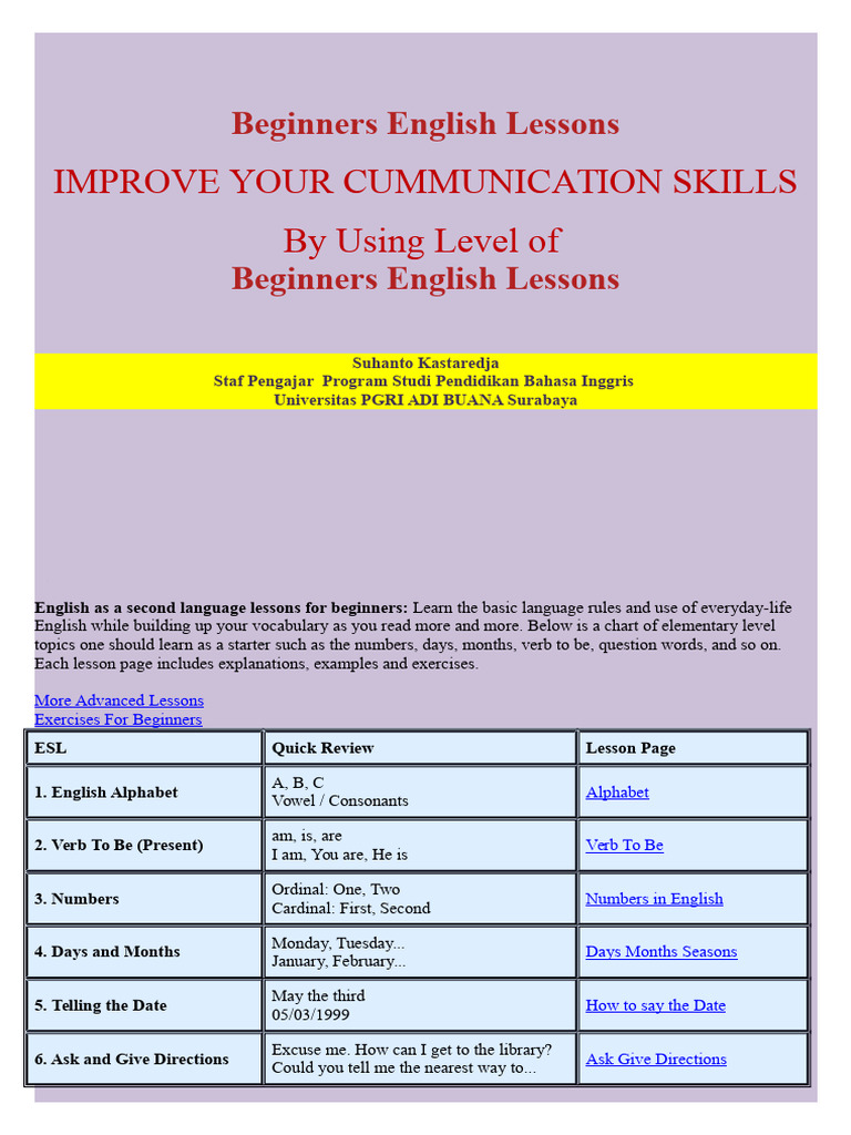 English For Beginners | PDF | Noun | Plural