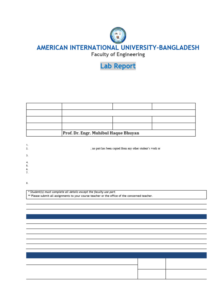American International University-Bangladesh: Lab Report | PDF | Arduino | Computer Science