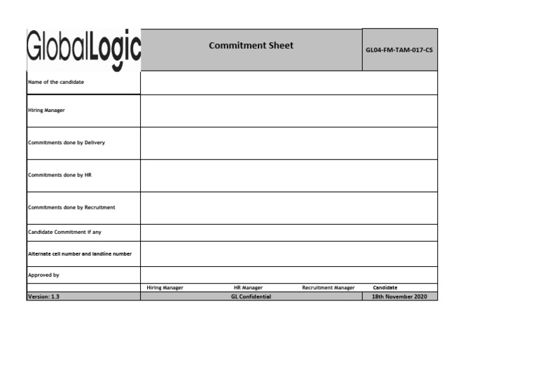 Commitment Sheet | PDF