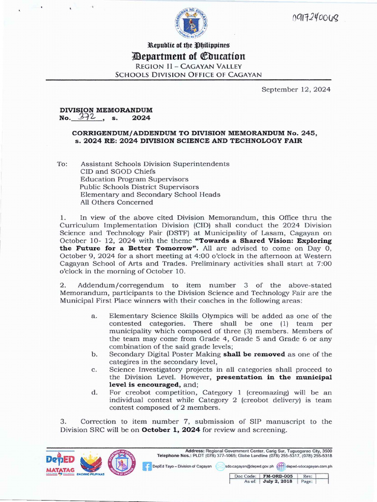 DVM No. 372 S. 2024 Corrigendum Addendum To DVM No. 245 S. 2024 | PDF