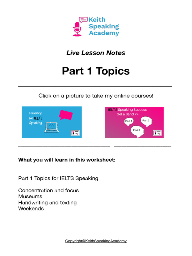 Part 1 Topics JAN 2021 Lesson Notes | PDF | Graphology | Museum