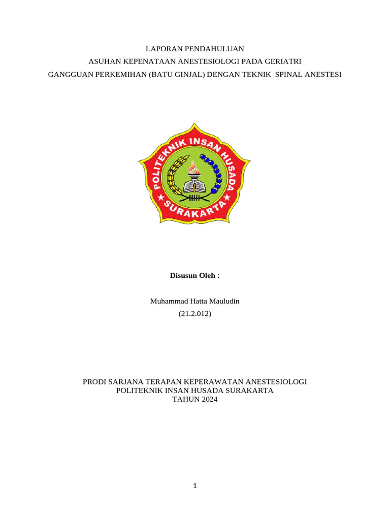 LP Hatta Pre PKL Rsud Salatiga Gangguan Perkemihan | PDF | Pengembangan Diri | Sains & Matematika