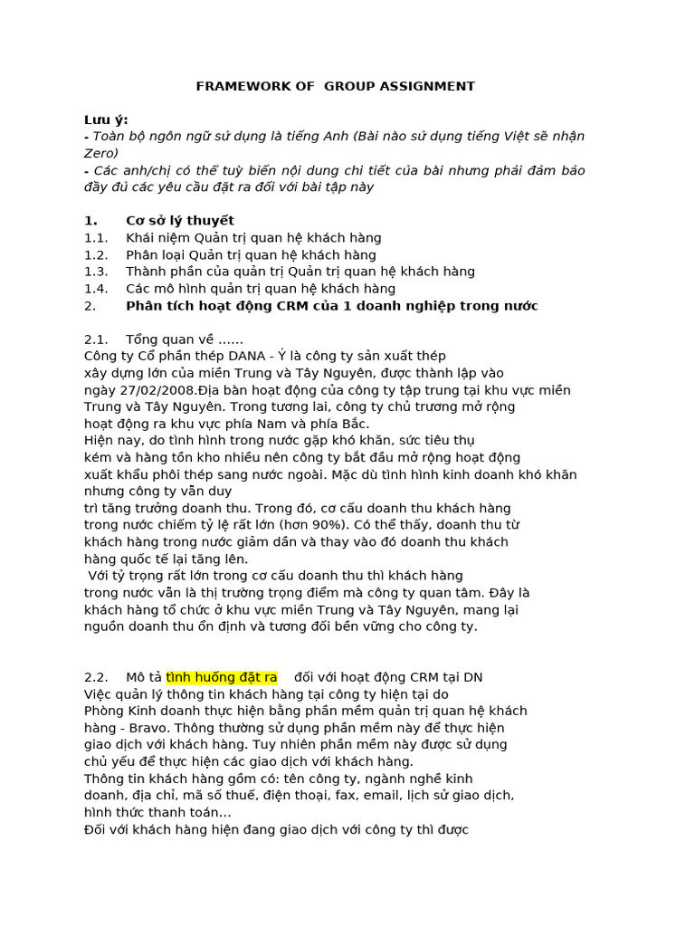 Framework of Group Assignment | PDF